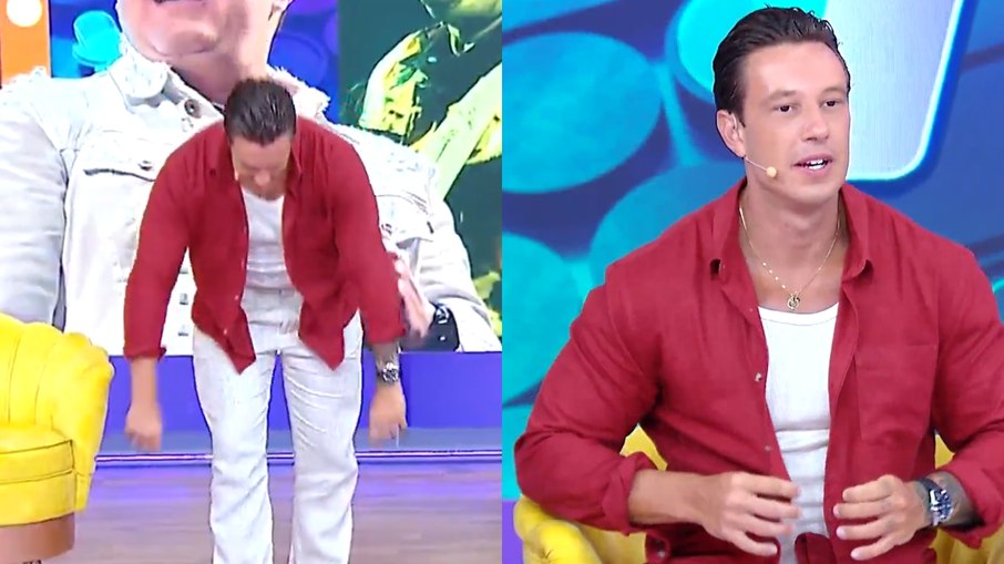 Gabriel Cartolano faz desafio ao vivo e diz: 'Não dá'