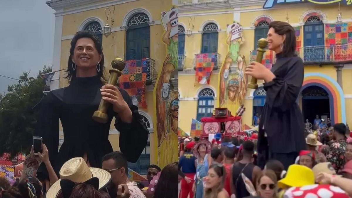 Fernanda Torres ganha boneco gigante no Carnaval de Olinda