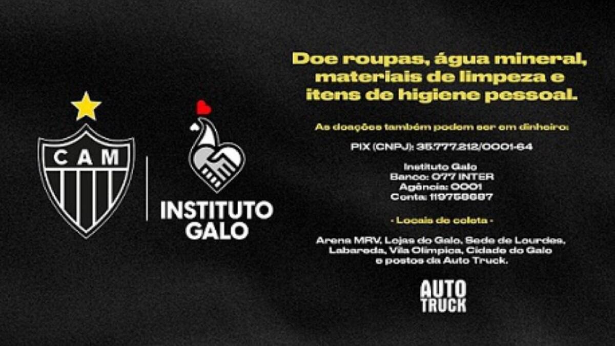 Atlético-MG cria postos de coleta para ajudar vítimas das chuvas em ...